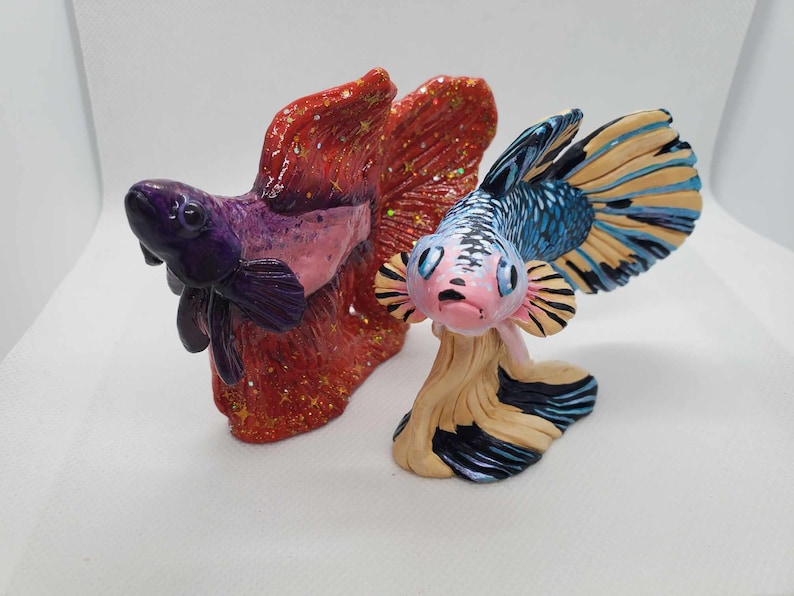 Betta Fish + Custom Pet Portrait Polymer Clay Sculpture - Etsy