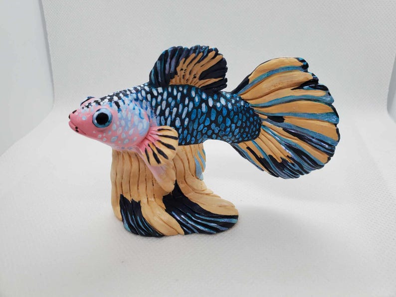 Betta Fish + Custom Pet Portrait Polymer Clay Sculpture - Etsy