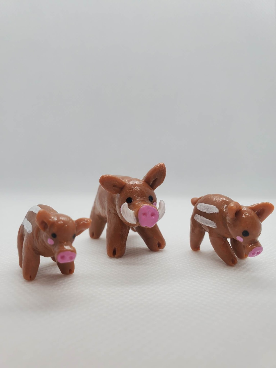 Mini Boar, Polymer Clay Boar, Tiny Boar, Mini Baby Boar, Boar Family ...
