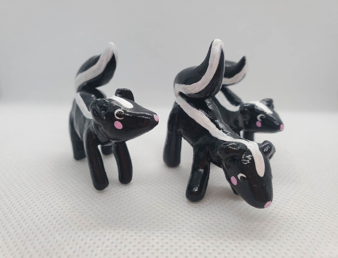 Mini Skunk, Polymer Clay Skunk, Mini Skunk Sculpture, Handmade, Hand ...