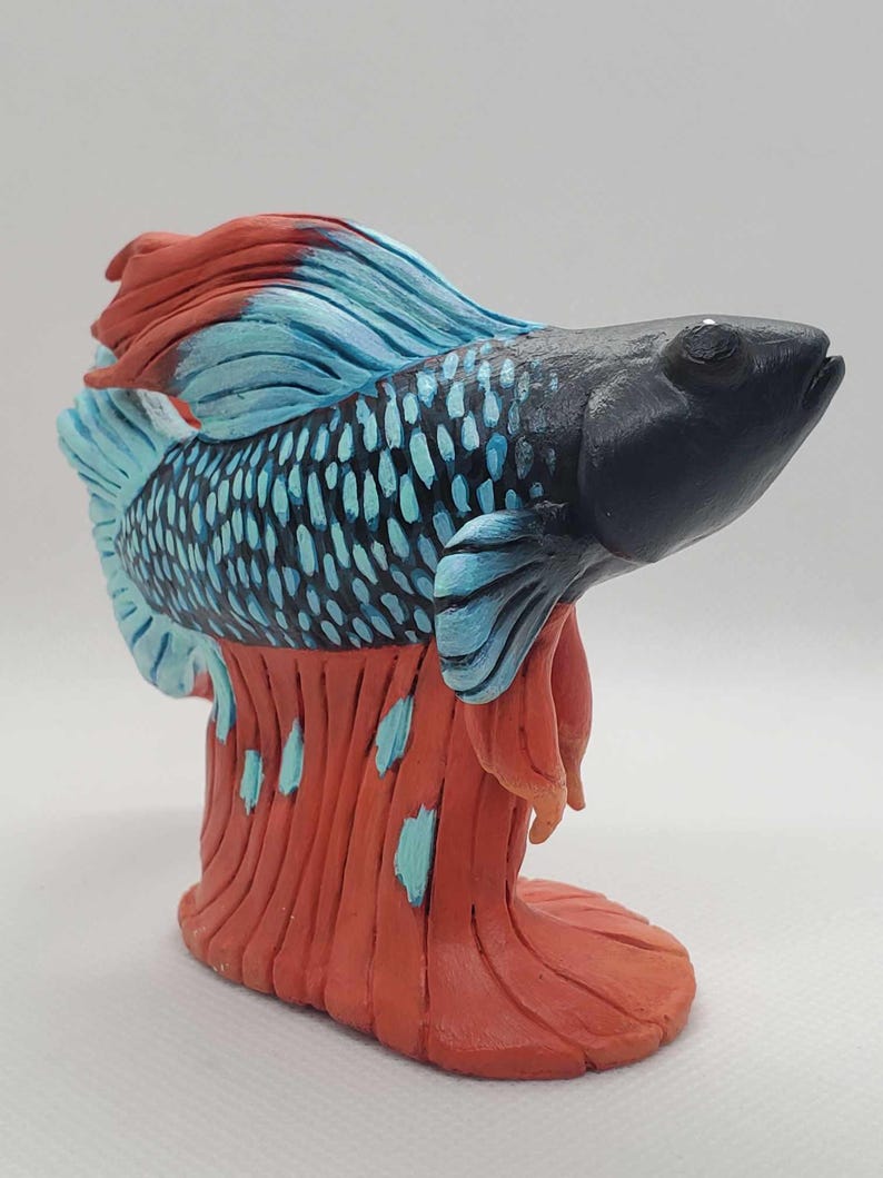Betta Fish + Custom Pet Portrait Polymer Clay Sculpture - Etsy