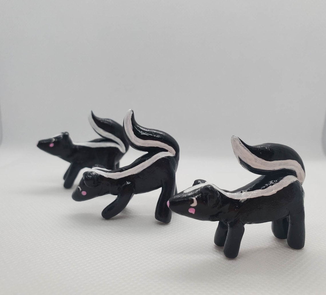 Mini Skunk, Polymer Clay Skunk, Mini Skunk Sculpture, Handmade, Hand ...
