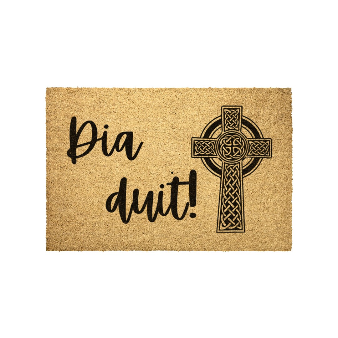 Dia Duit Irish Gaelic Coir Welcome Door Mat - Etsy