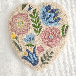 Dream Set Embroidered Heart and Bird in Tufting Technique - Etsy