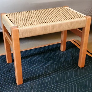 Cherry Wood Bench With a Hand-woven Danish Cord Seat. - Etsy