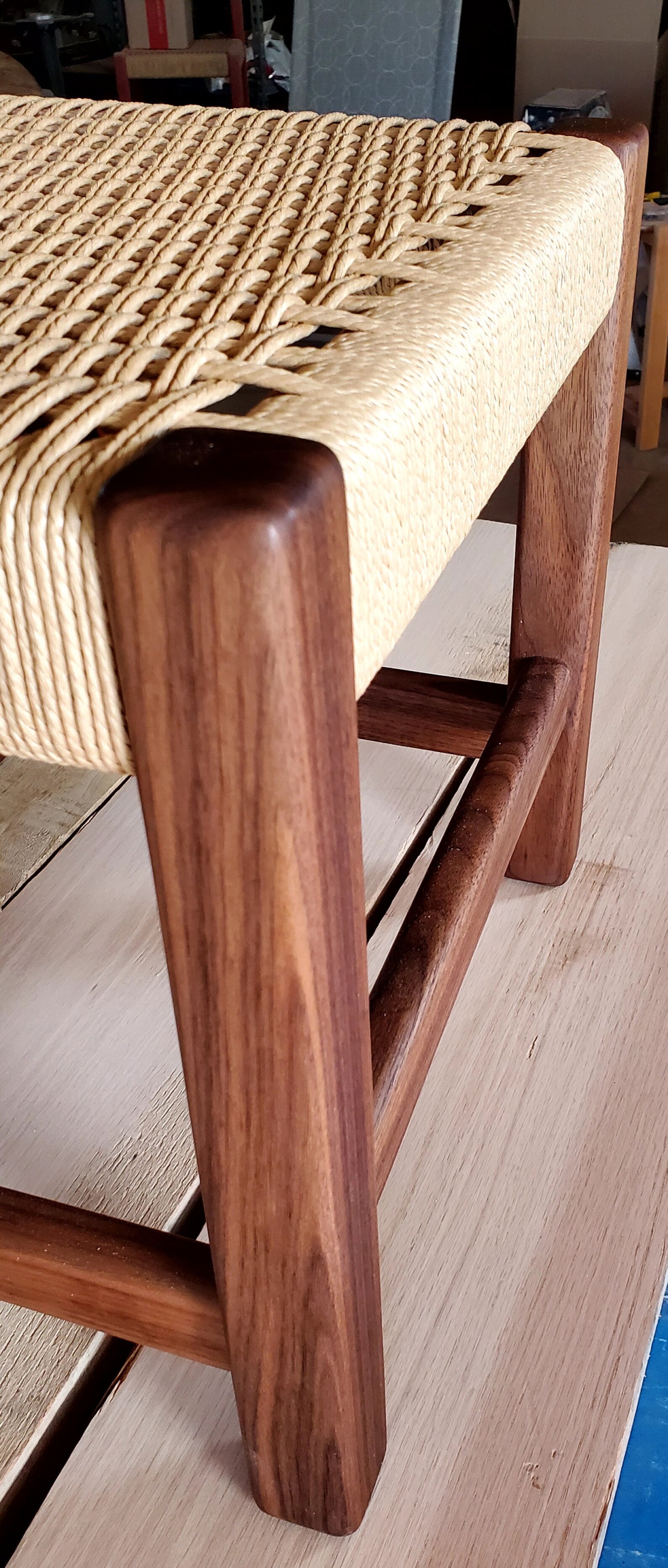 Walnut Foot-stool With a Hand-woven Danish Cord Seat - Etsy