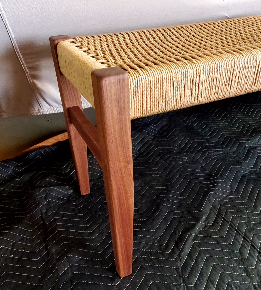 Beautiful Walnut Bench With a Hand-woven Danish Cord Seat - Etsy