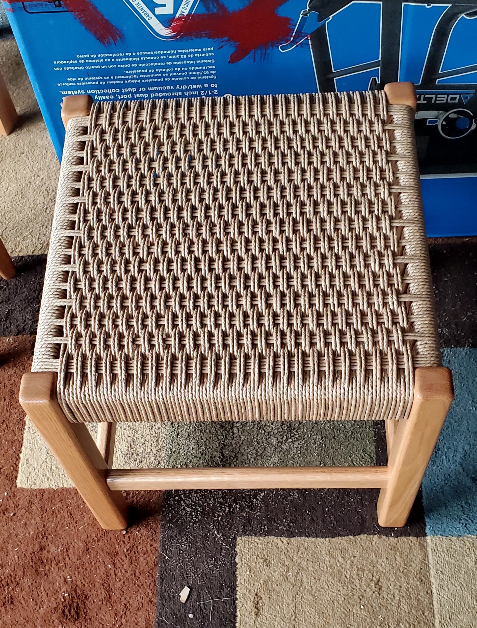 Handmade Foot-stools Made From Red Oak, With Danish Cord - Etsy