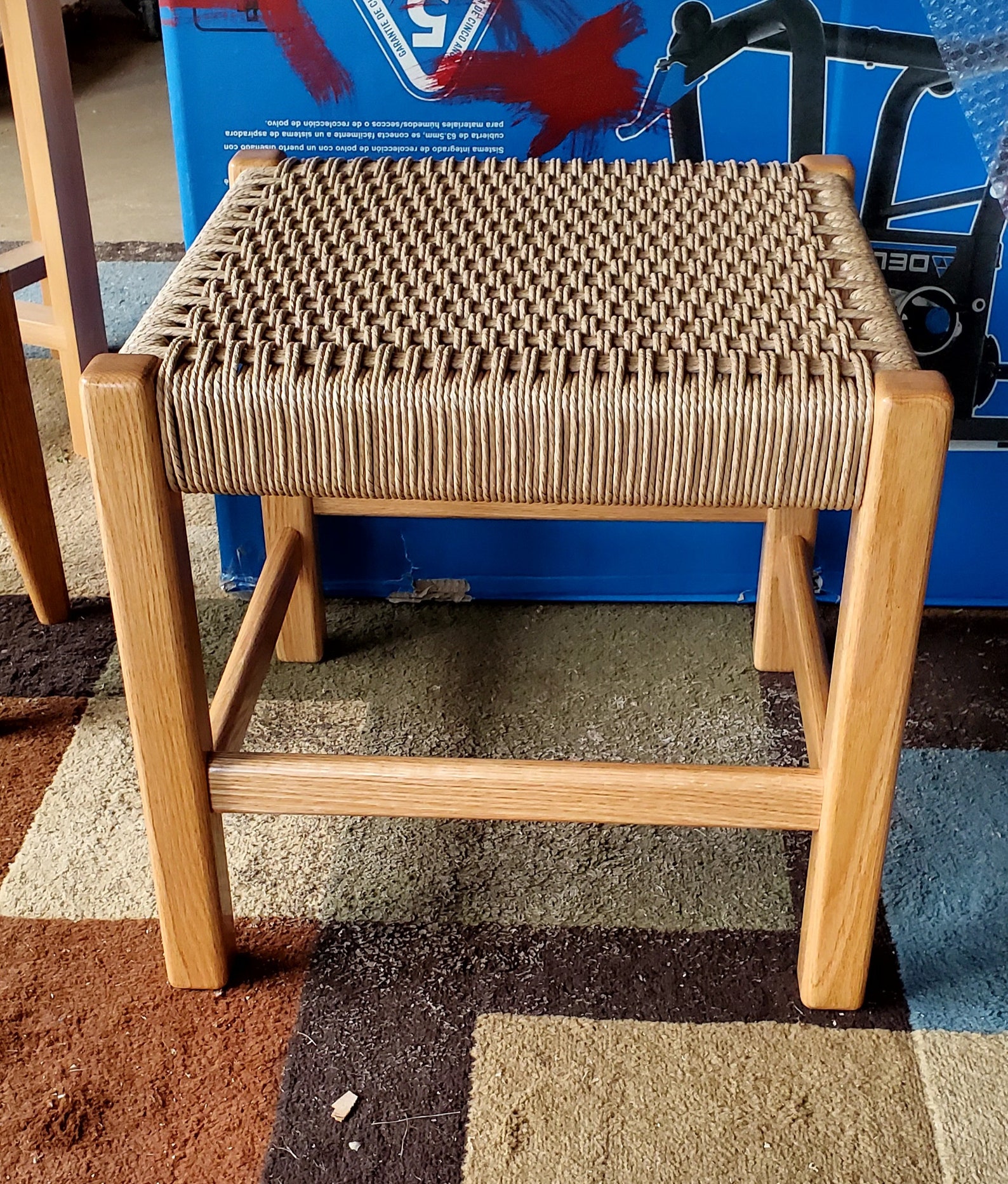 Handmade Foot-stools Made From Red Oak, With Danish Cord - Etsy