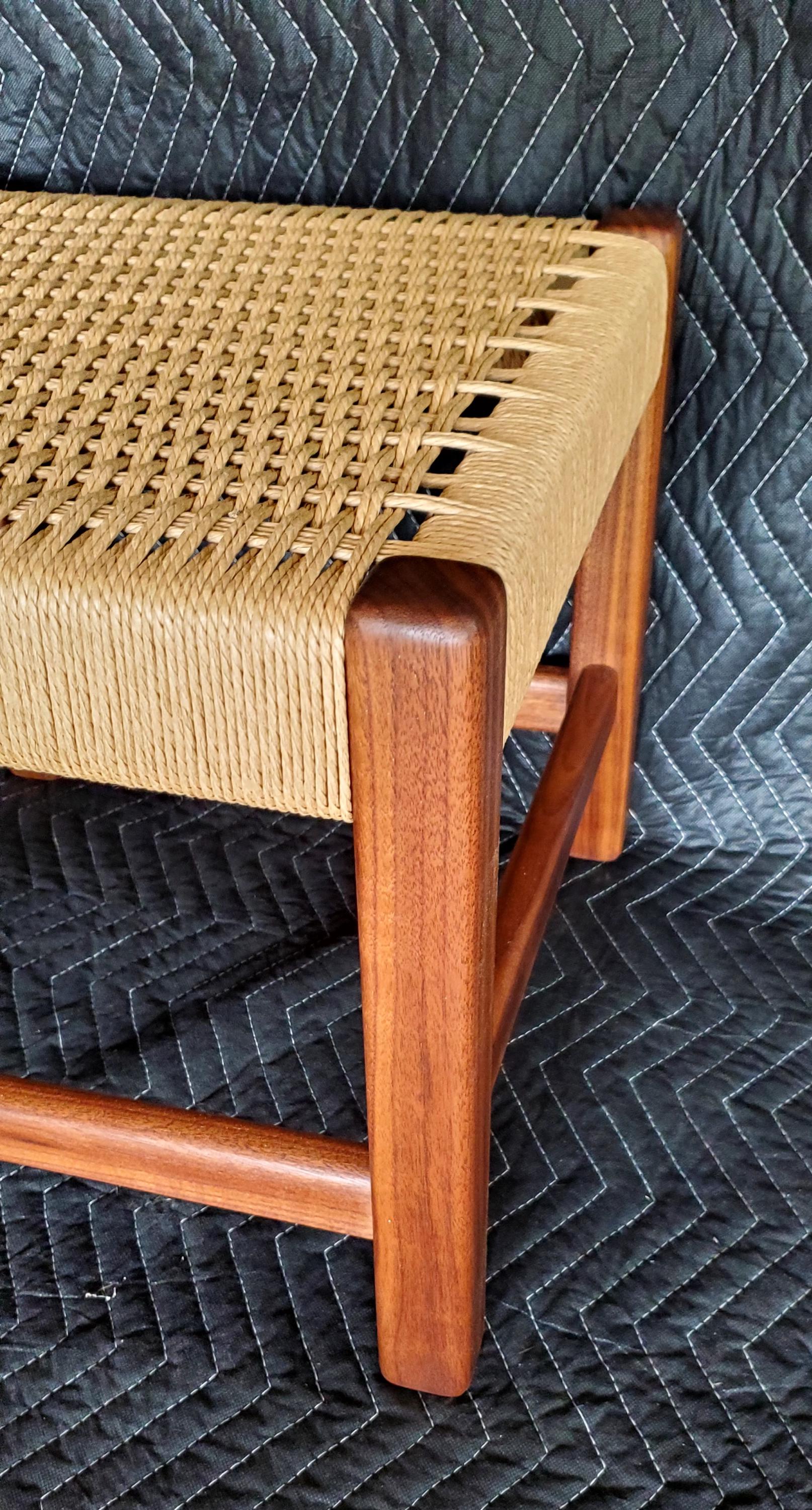 Walnut Foot-stool With a Hand-woven Danish Cord Seat - Etsy