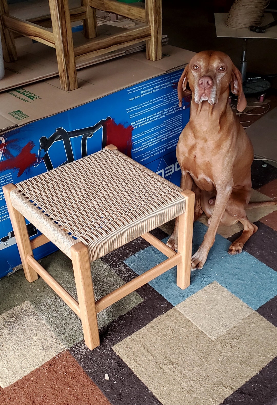Handmade Foot-stools Made From Red Oak, With Danish Cord - Etsy