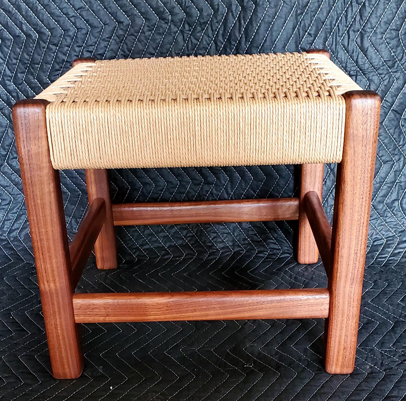 Walnut Foot-stool With a Hand-woven Danish Cord Seat - Etsy