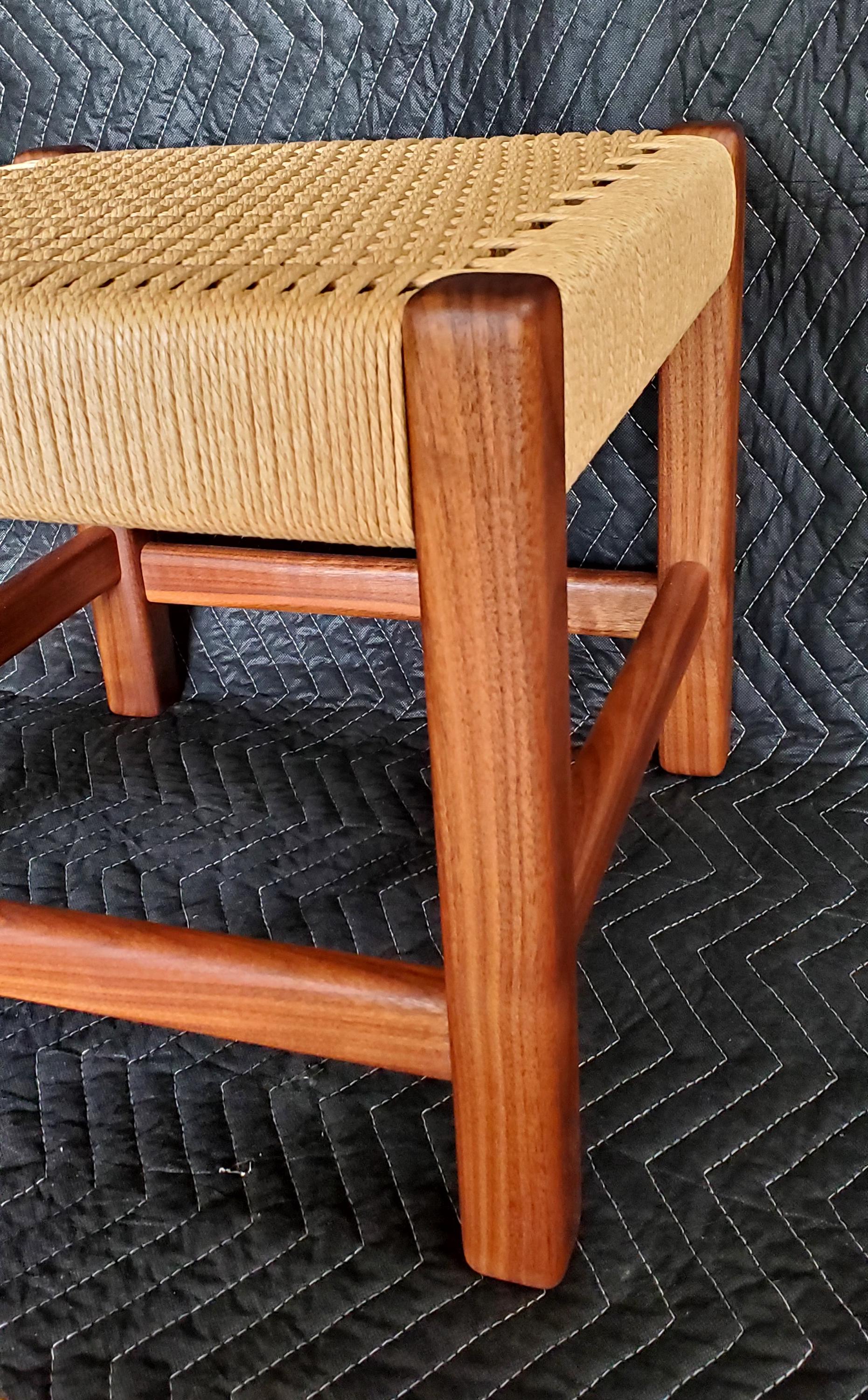 Walnut Foot-stool With a Hand-woven Danish Cord Seat - Etsy
