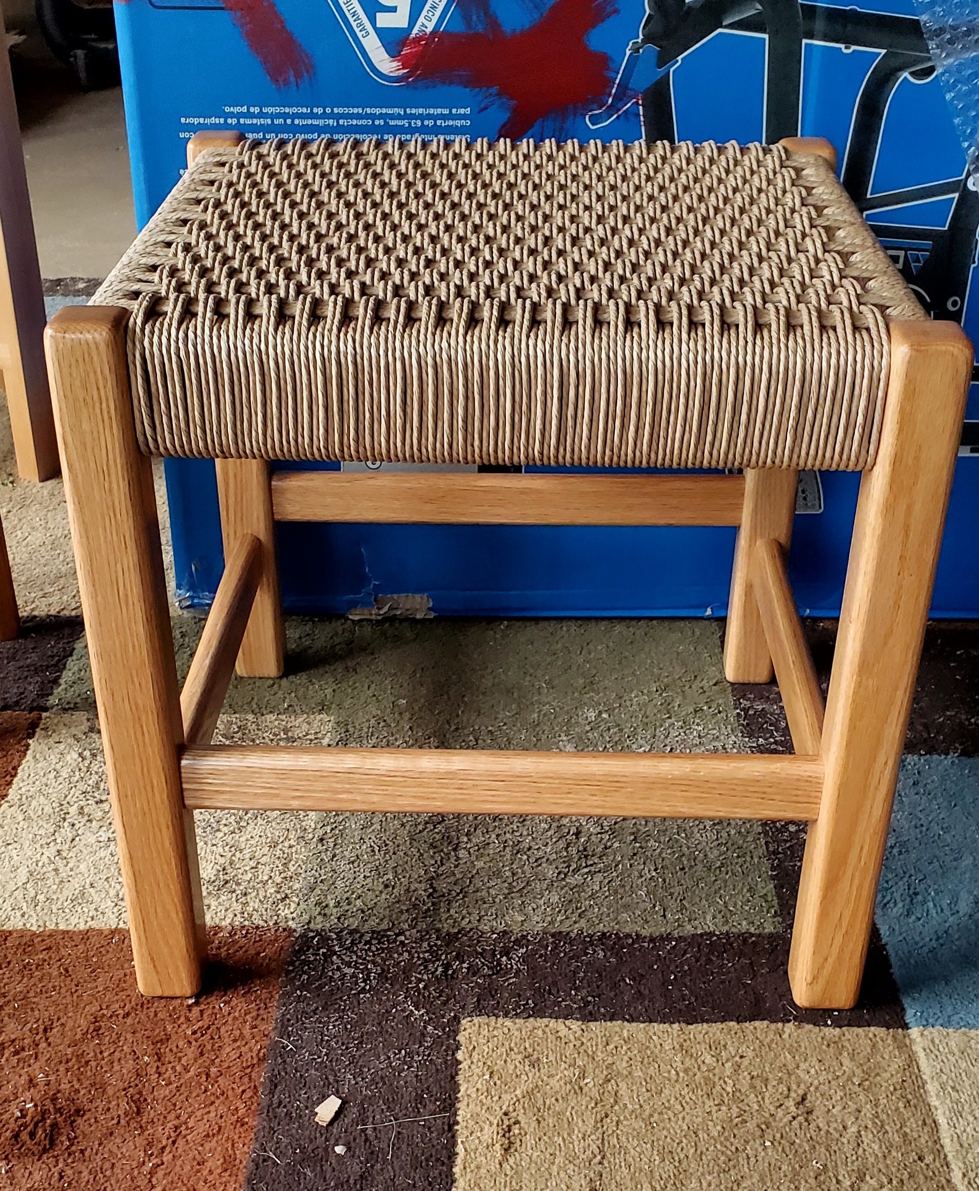 Handmade Foot-stools Made From Red Oak, With Danish Cord - Etsy