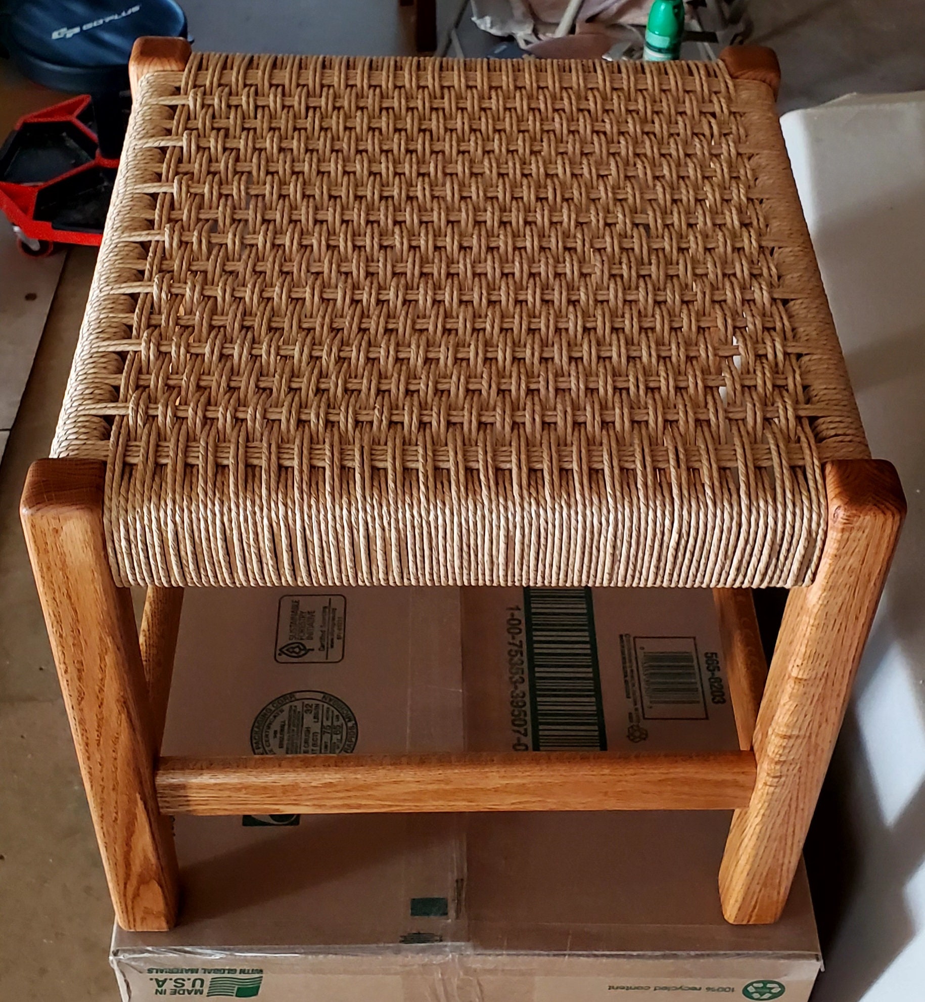 Handmade Oak Foot-stool With Danish Cord. - Etsy