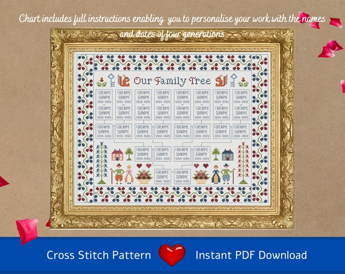 Counted Cross Stitch Family Tree Pattern - Etsy
