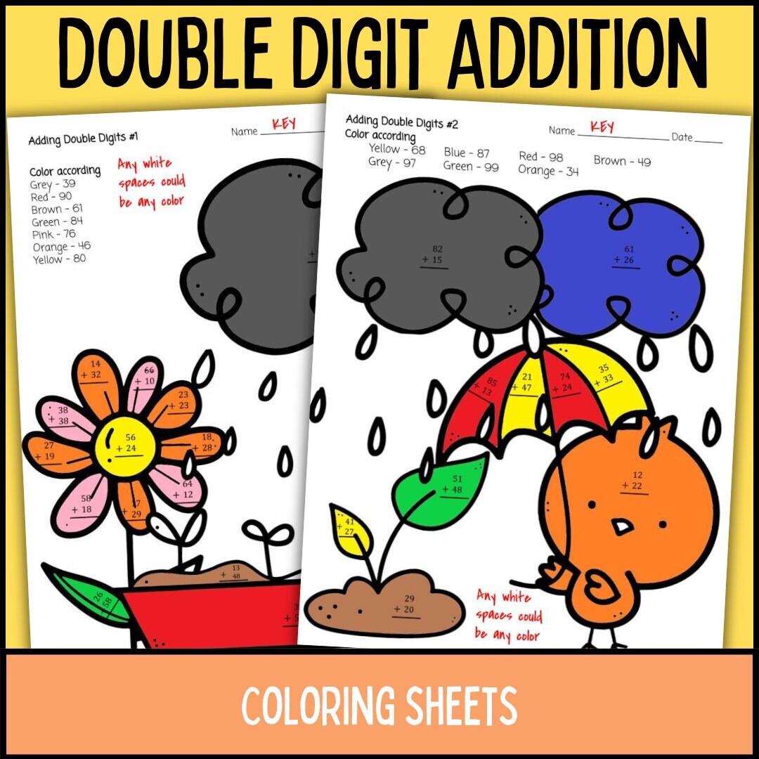 Elementary Math Spring Double Digit Addition With Regrouping - Etsy