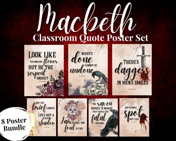 Macbeth Posters Shakespeare Posters Classroom Posters High School Decor ...
