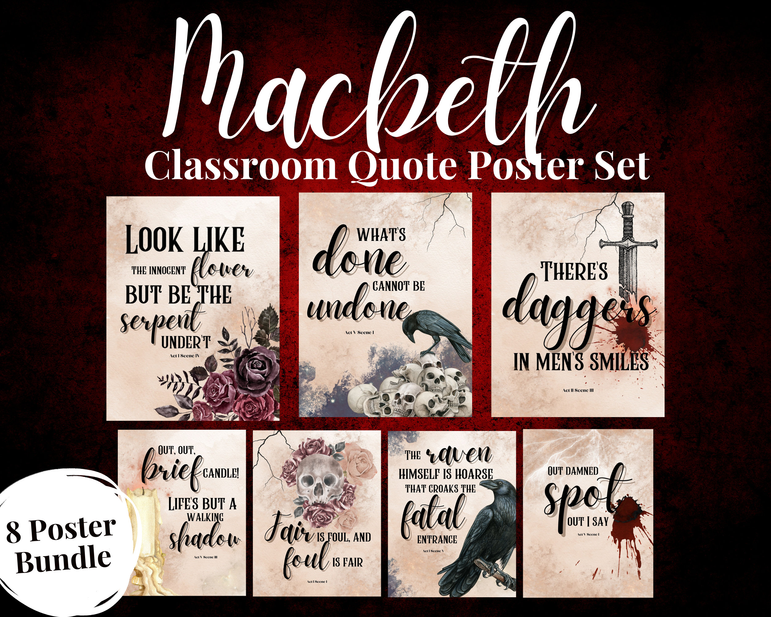 Macbeth Posters Shakespeare Posters Classroom Posters - Etsy