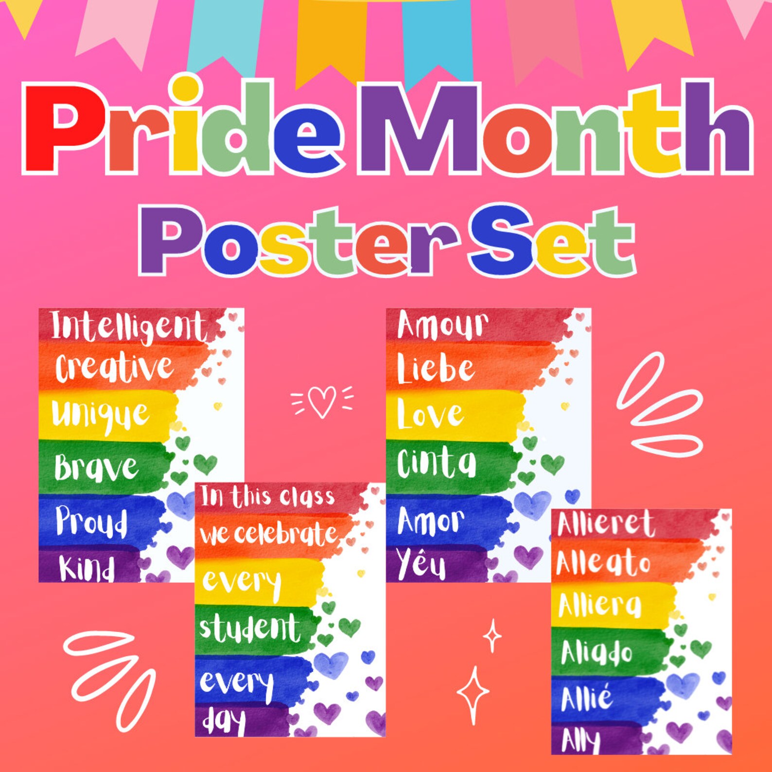 Pride Month Classroom Poster Set - Etsy