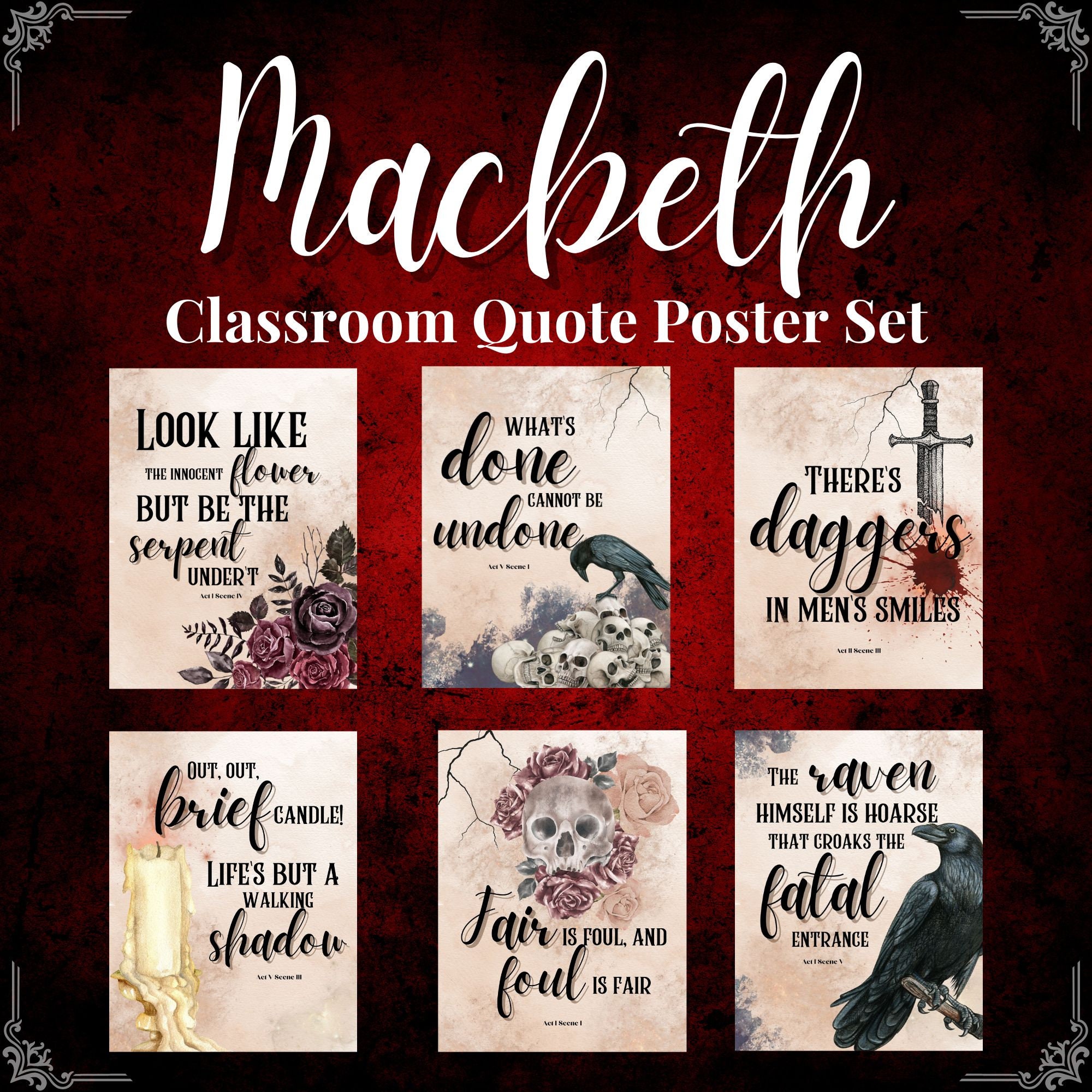 Macbeth Posters Shakespeare Posters Classroom Posters - Etsy UK