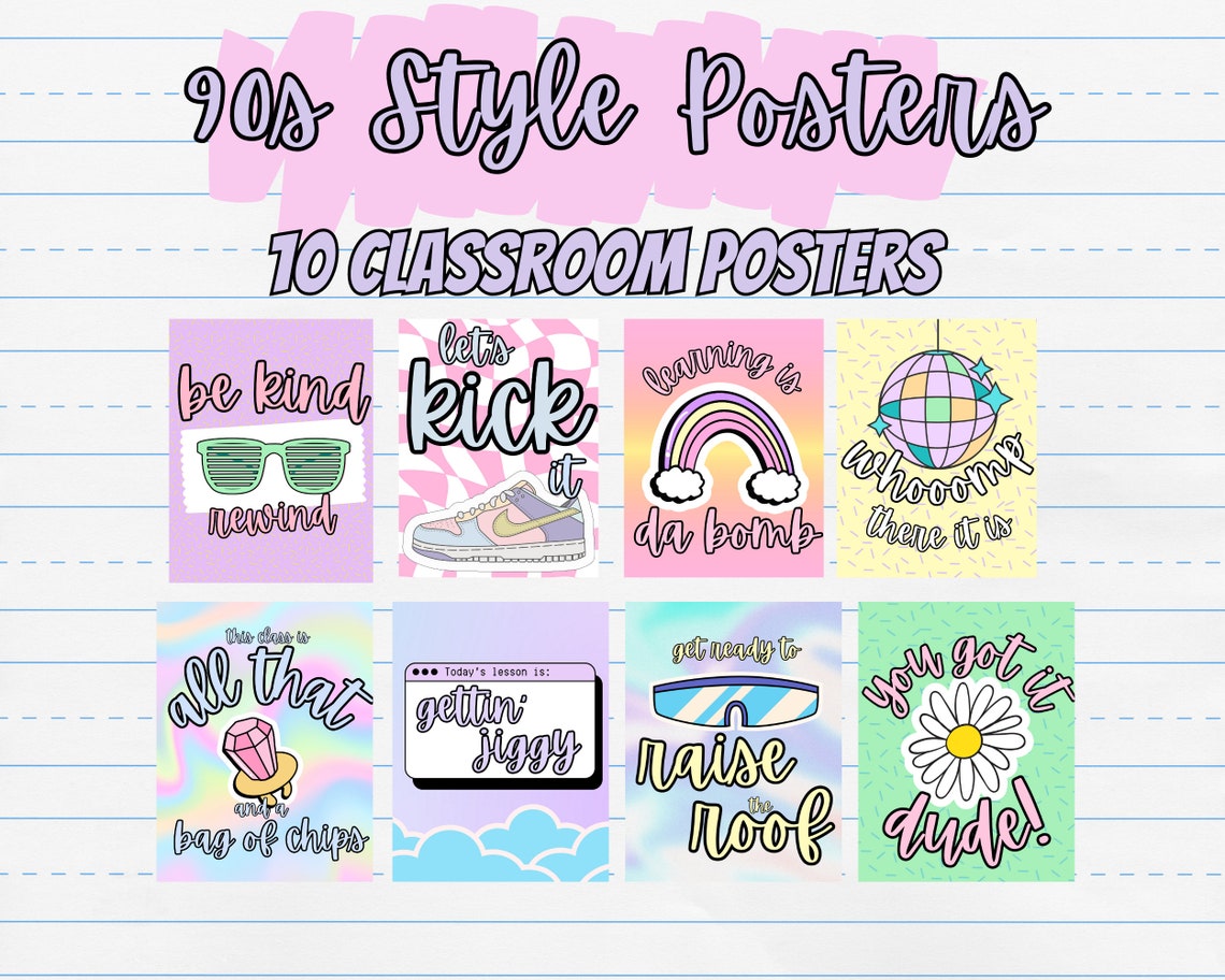 Retro Posters Middle School Classroom Posters 90s Aesthetic - Etsy