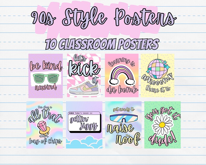 Retro Posters, Middle School Classroom Posters, 90s Aesthetic, High ...