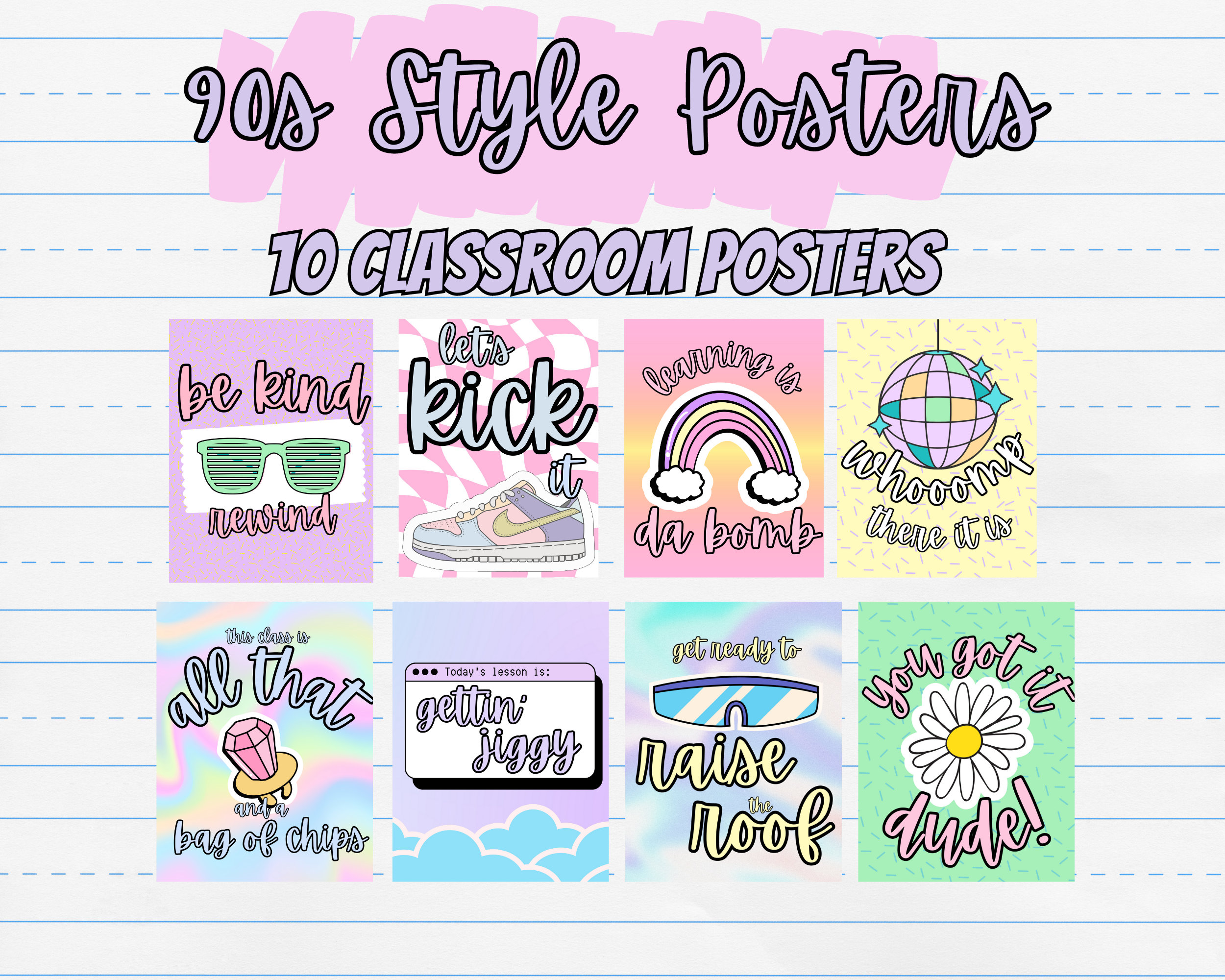Retro Posters, Middle School Classroom Posters, 90s Aesthetic, High ...