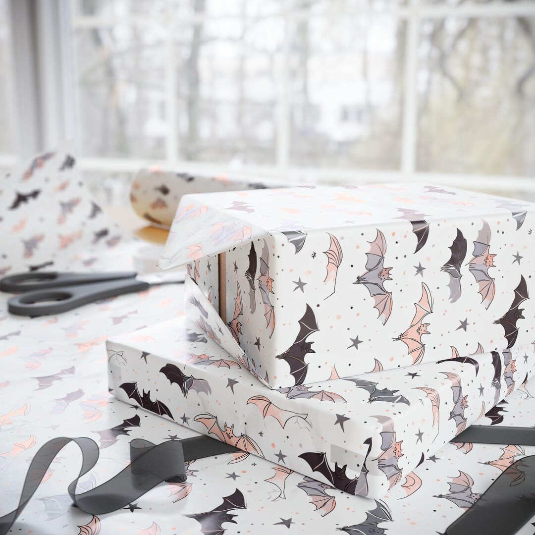 Gothic Bat Wrapping Paper - Spooky Halloween Gift Wrap - Etsy