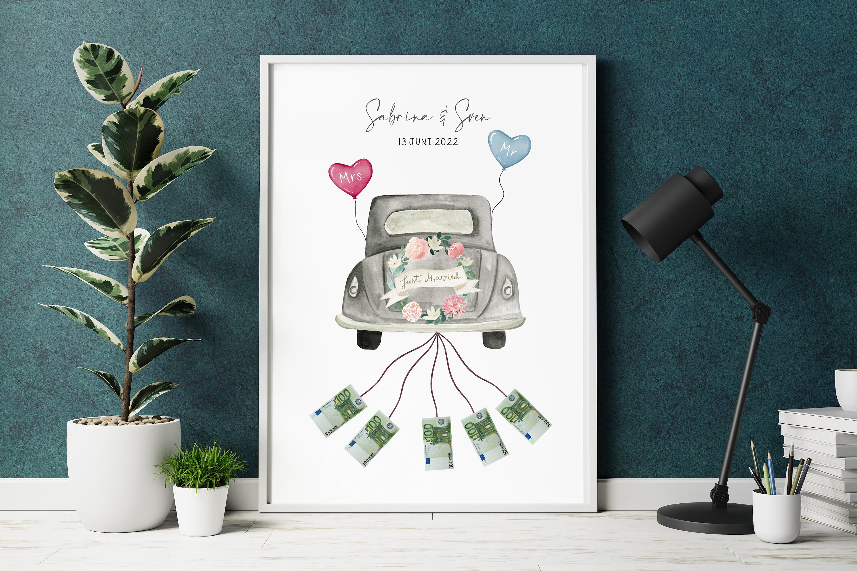 Geldgeschenk Hochzeitsbild Hochzeitsauto - Etsy.de