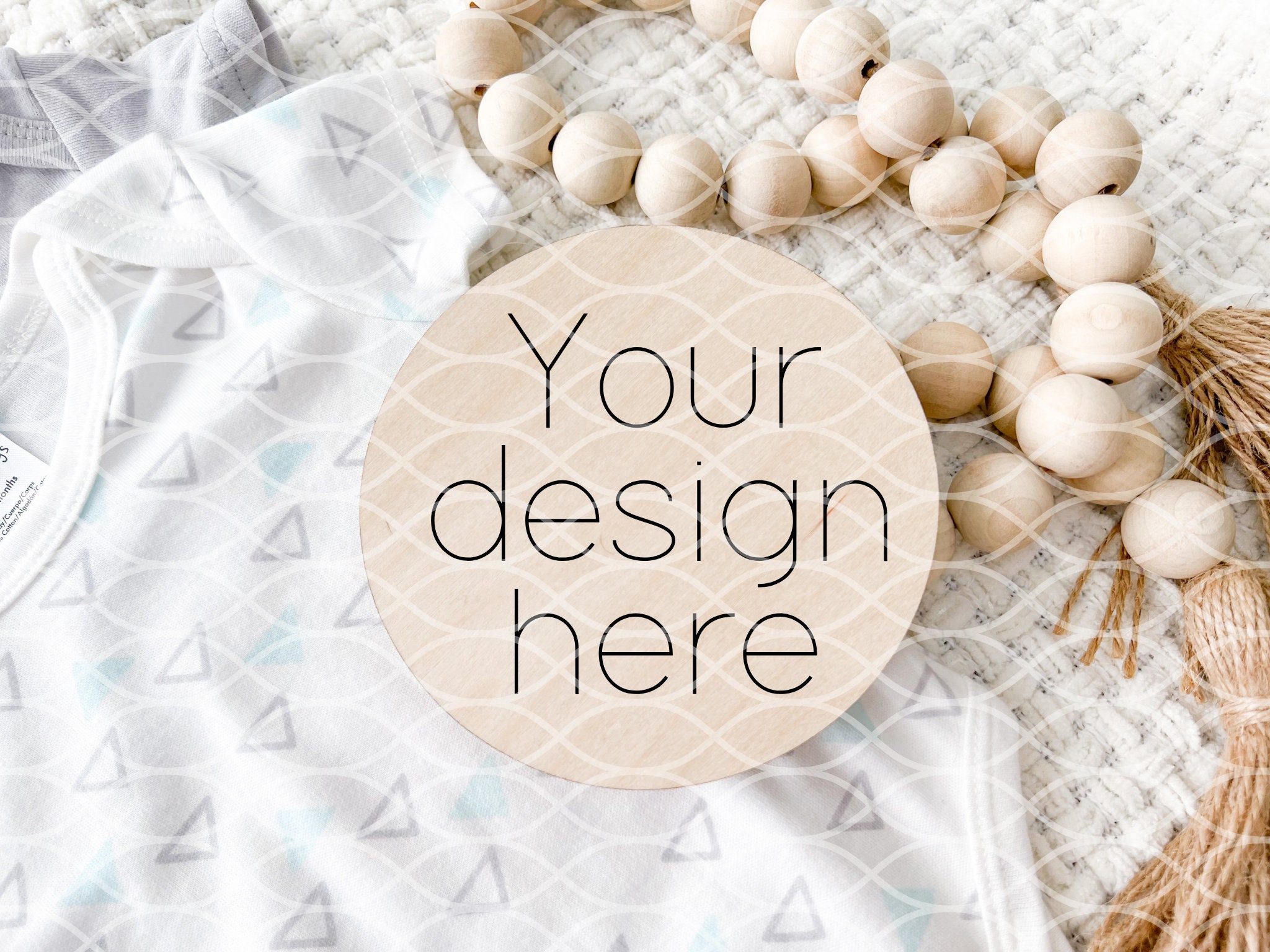 Wooden Circle Mockup, Baby Name Sign Mockup Bundle, Wooden Round Sign ...