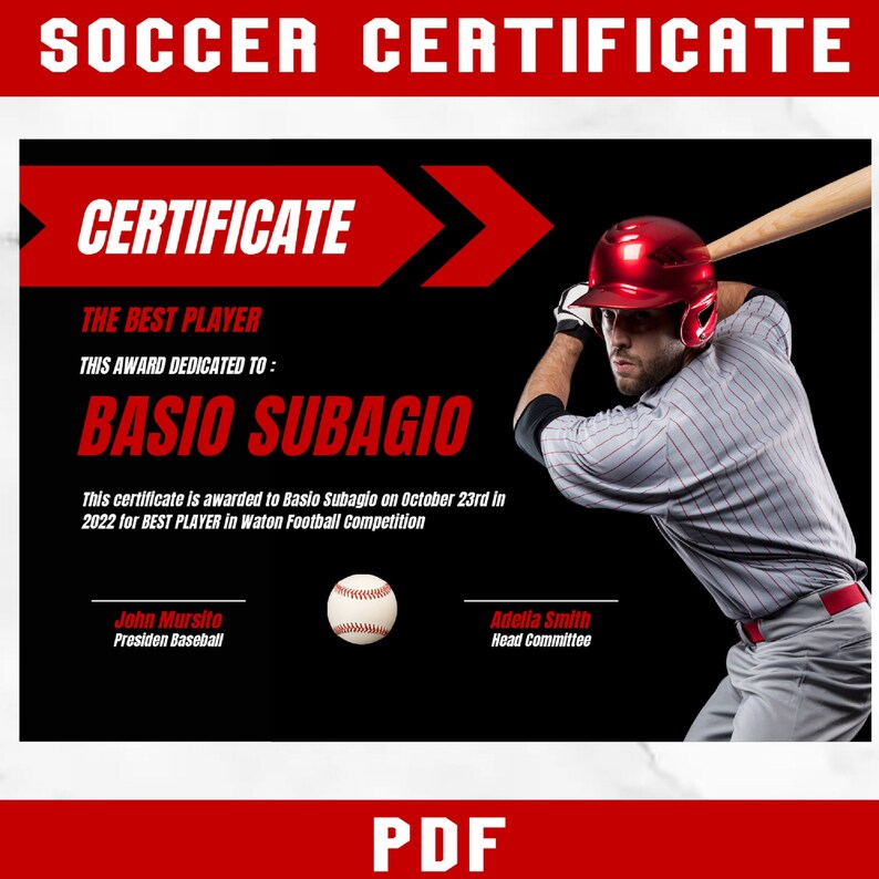 Editable Baseball Award Certificates Award Ceremony - Etsy