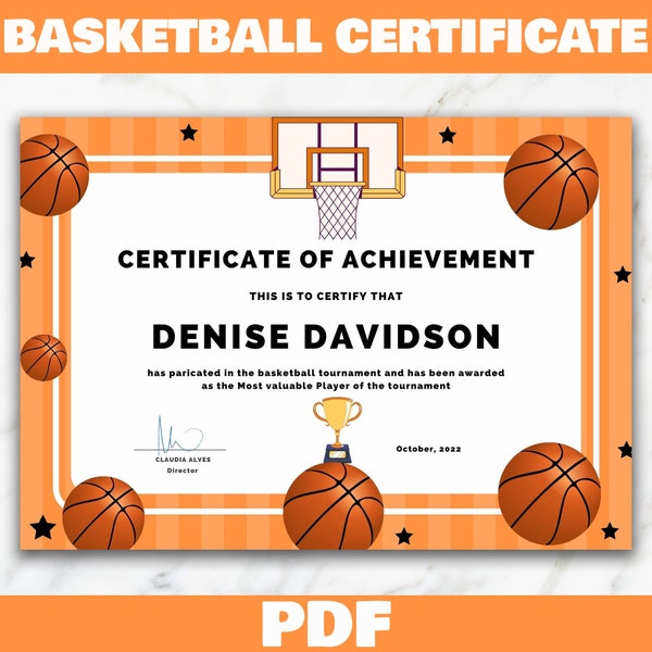 Basketball Editable Award Certificates - Etsy