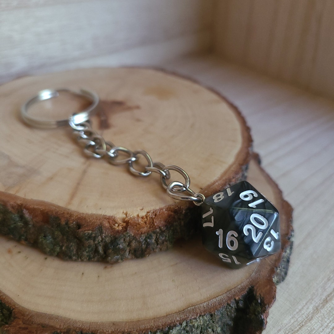 Black D20 Stainless Steel Keychain DND Gifts Dice Merch DM - Etsy