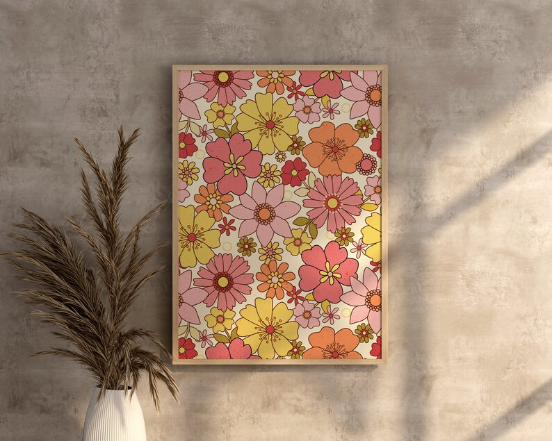 70s Floral Print70s Flower Poster70s Decor 70s Floral - Etsy