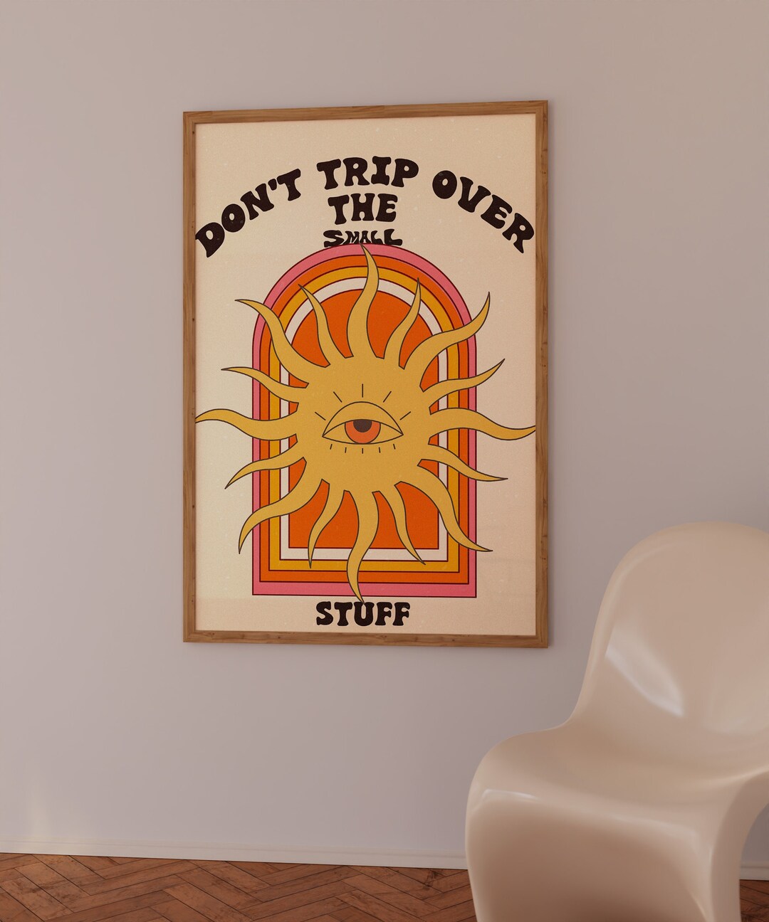 70s Retro Wall Decor,retro Sun Poster, Groovy Print, Positive Quote ...