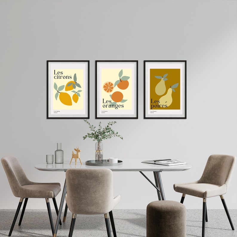 Fruit Market Print Fruit Art Print Kitchen Poster Print Set - Etsy