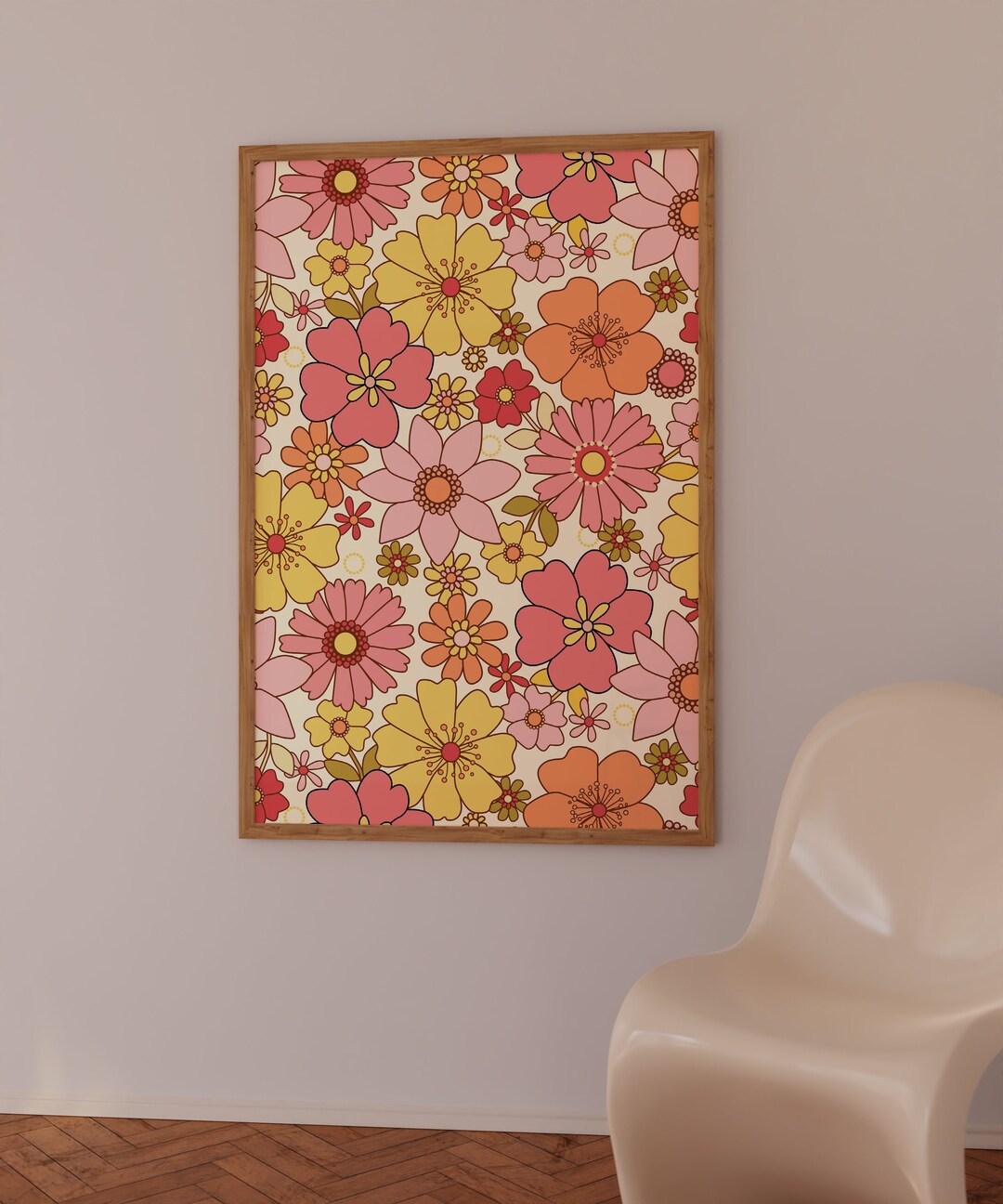70s Floral Print,70s Flower Poster,70s Decor, 70s Floral Pattern Print ...