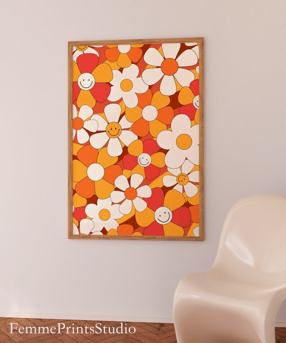 70s Floral Print Hippie Wall Art70s Flower Poster1970s | Etsy