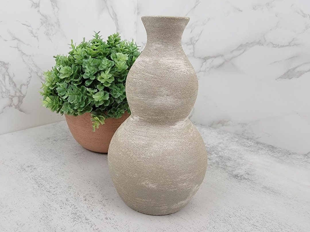 Neutral Greige Textured Bud Vase | Upcycled Hand Painted Gray Beige Bud ...