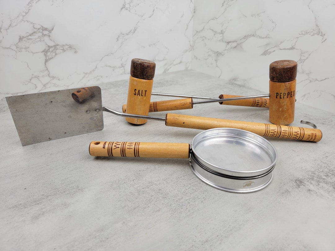 Vintage Androck Grill Set Including Spatula, Burger Maker, and Salt and ...