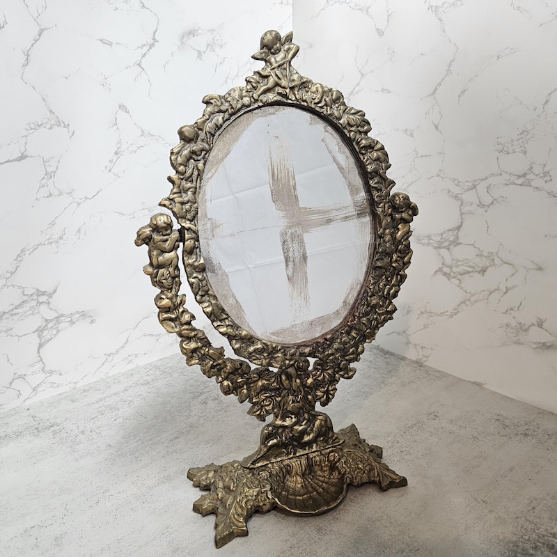 Vintage Brass Cherub Mirror - Etsy