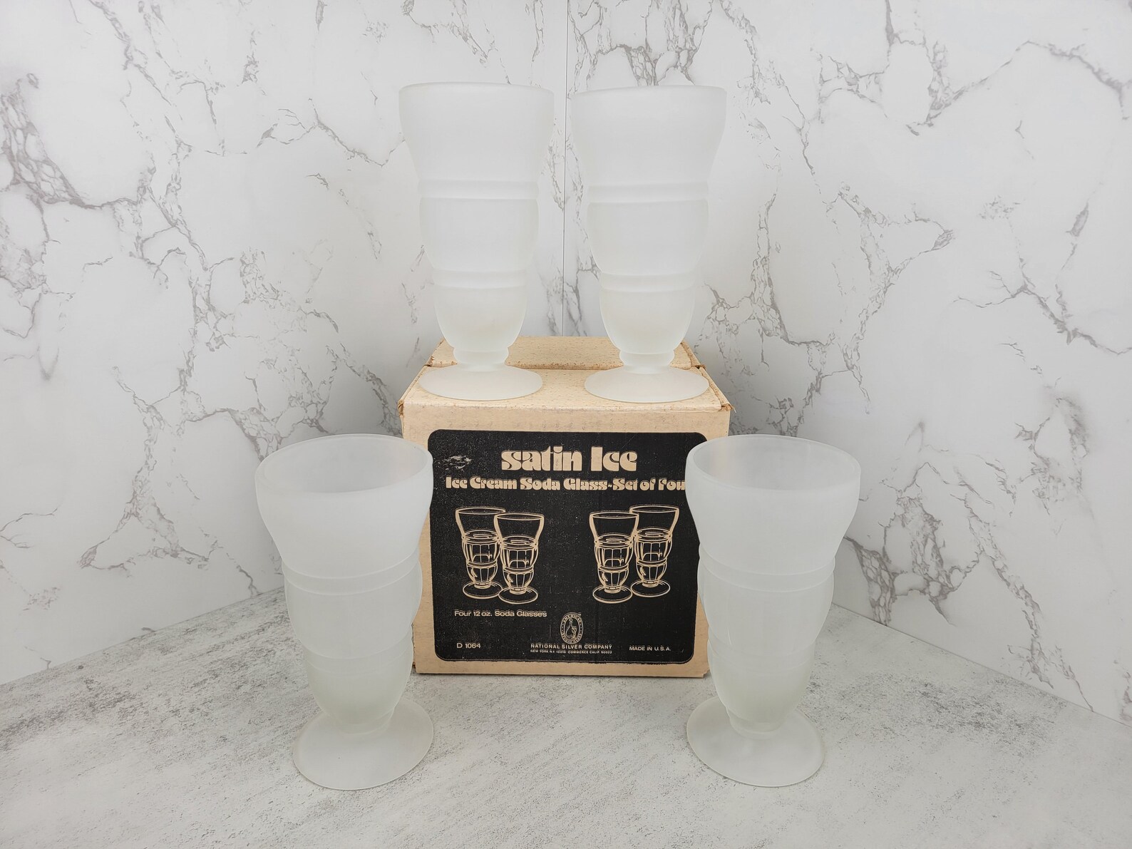 Vintage National Silver Company 'satin Ice' Ice Cream Soda Glasses (set ...