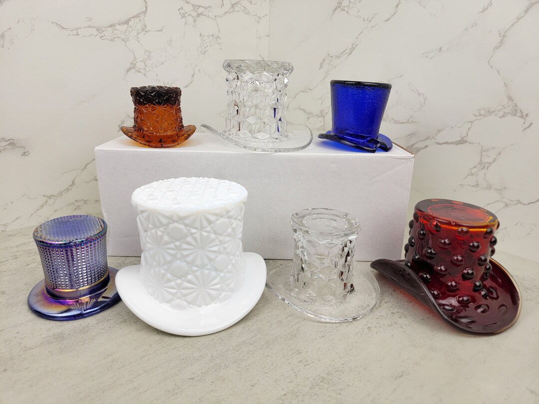 Vintage Depression Glass Top Hat Vases and Toothpick Holders Vintage ...
