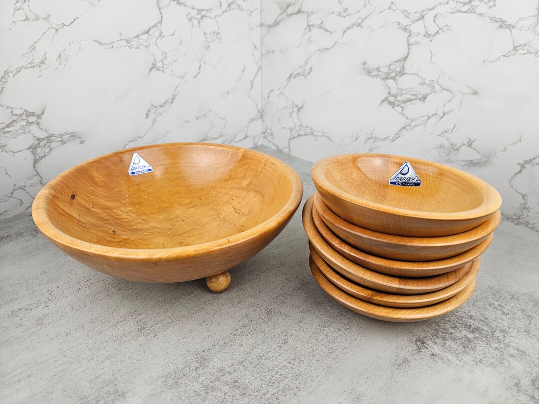 Vintage Parrish Chicago Maple Wood Serving Bowl With Matching Salad ...