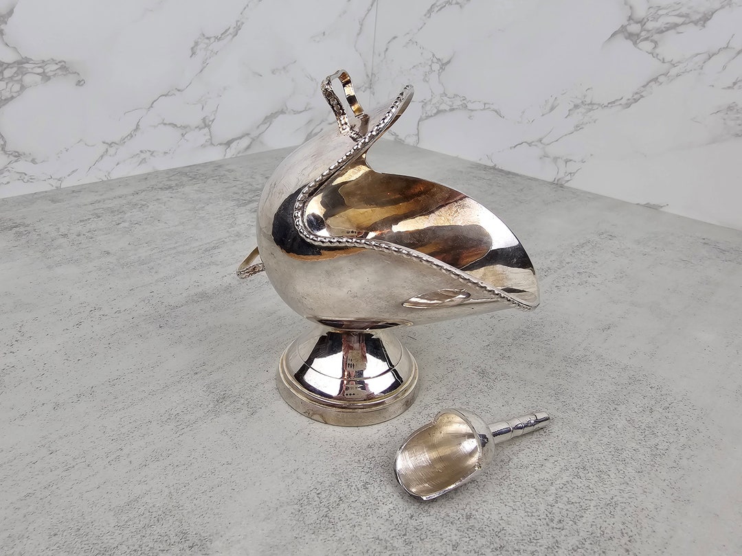 Vintage Silver Plate Sugar Scuttle With Scoop Vintage Silver Sugar Bowl ...