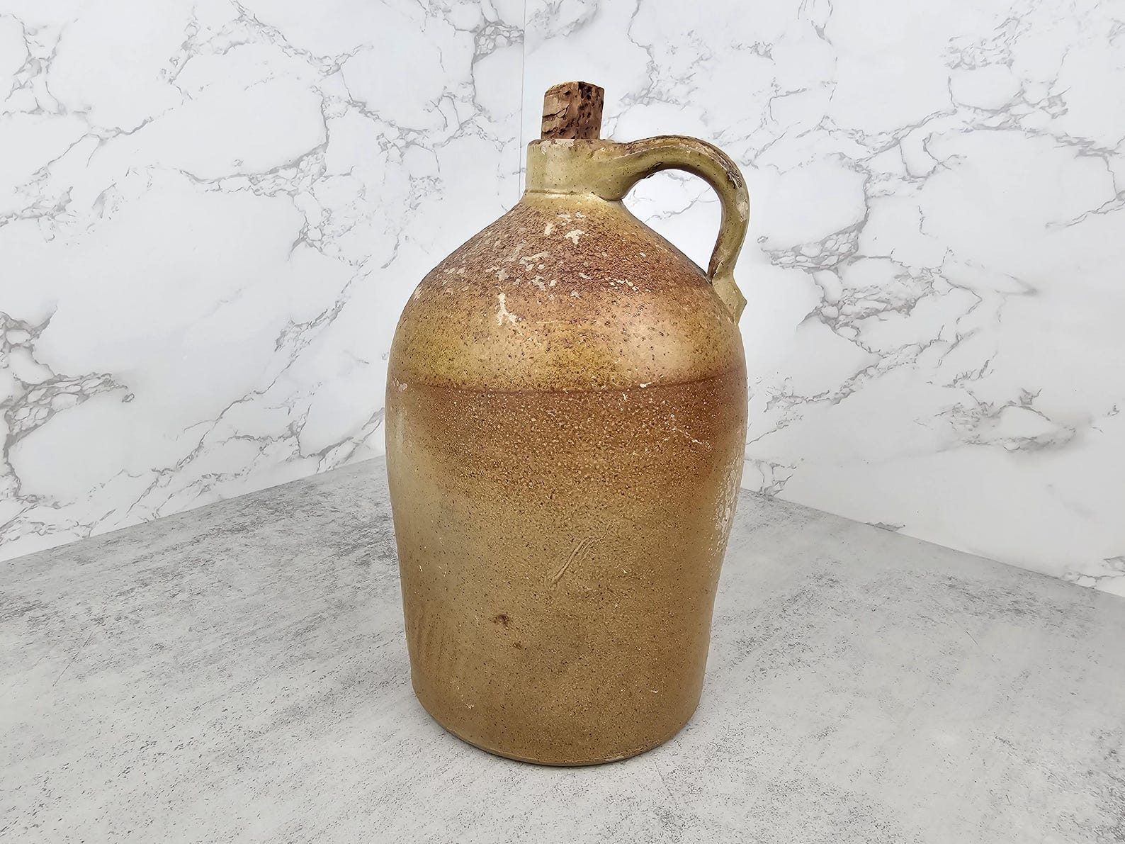 Antique Salt Glazed Crock Whiskey Jug | Primitive Antique Stoneware Jug ...