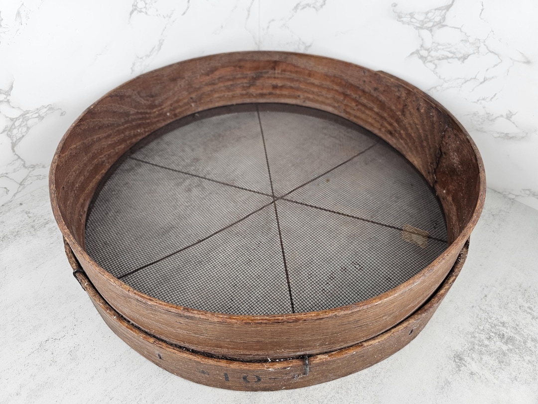 Primitive Wooden Grain Sieve | Large Farmhouse Sifter With Wire Mesh ...