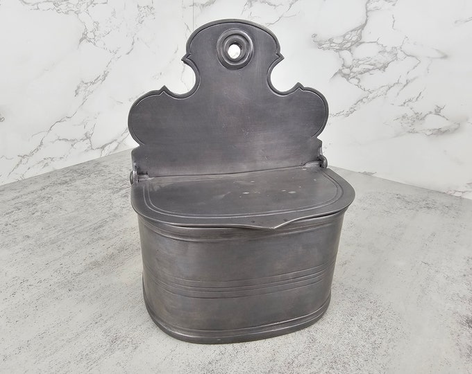 Vintage Italian Pewter Wall-mount Salt Box | Vintage Hanging Pewter ...