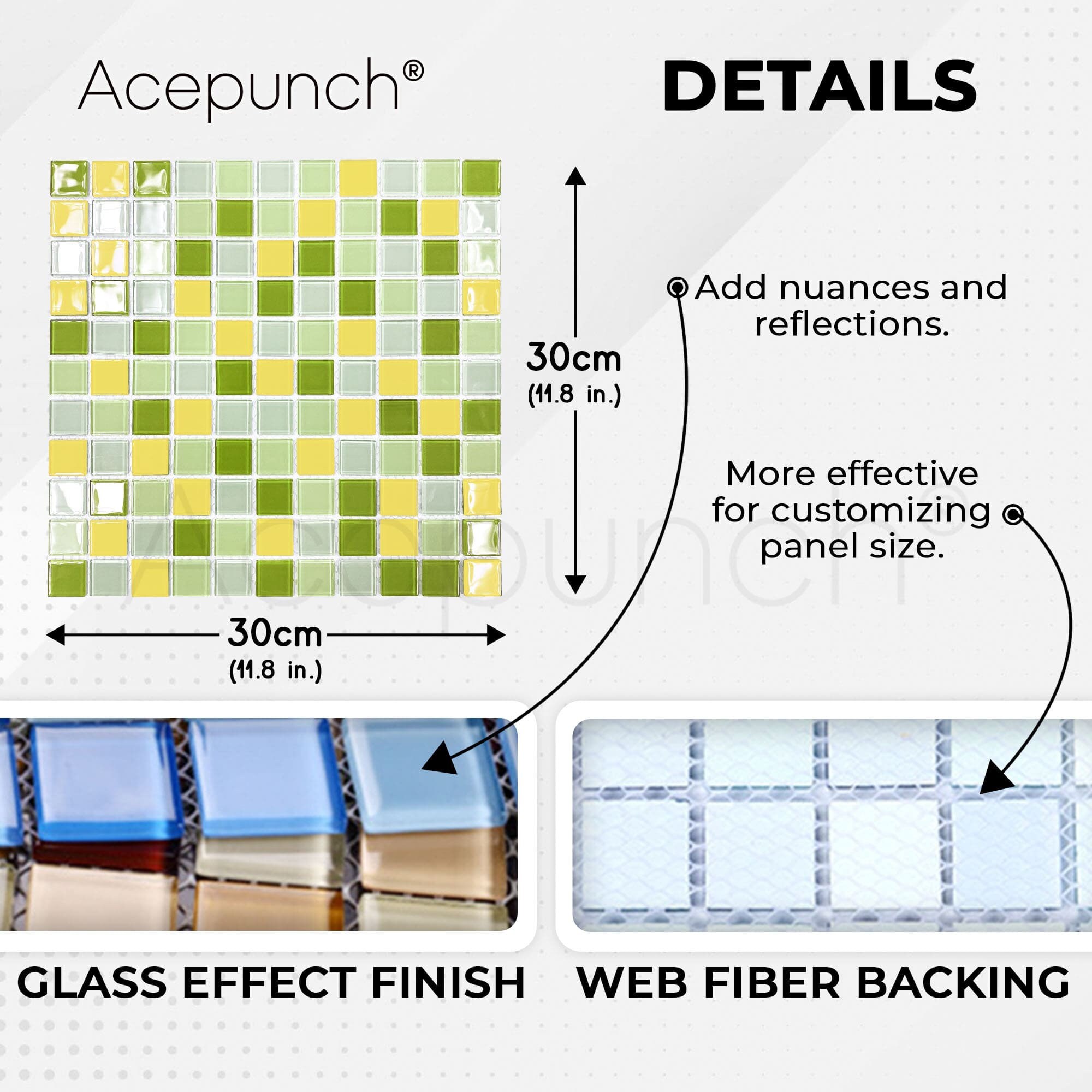 Acepunch Custom DIY Crystal Glass Mosaic Chartreuse Shades Kitchen ...